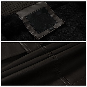 Maiyifu-GJ Men Faux Pu Leather Trench Coat Single Breasted Slim Stand Collar Jacket Lightweight Buttons Windproof Overcoat (Dark Brown,X-Large)