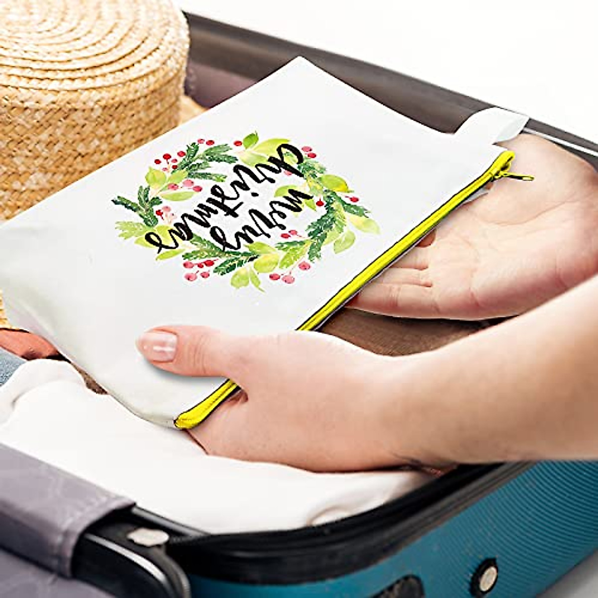 30 Pieces Makeup Bags in Bulk Canvas Pencil Bag Travel Cosmetic Bags Blank DIY Craft Bag Canvas Pen Case Pencil Pouch Makeup Pouch Canvas Zipper Pouch Bags for Girls Teens (9.84 x 5.11 x 1.96 Inches)