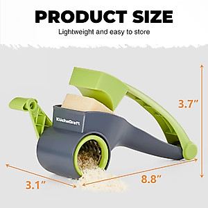 KucheCraft Cheese Grater with Handle, Kitchen Parmesan Cheese Grater with 2 Stainless Steel Drums, Rotary Cheese Grater Handheld for Grating and Shredding Hard Cheese, Chocolate