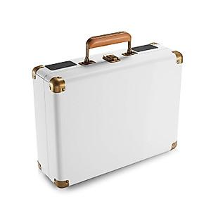 Vinyl Record Player Bluetooth with Speakers 3 Speed Portable Turntable Suitcase Built in 2 Speakers RCA Line Out AUX Headphone Jack PC Recorder-White