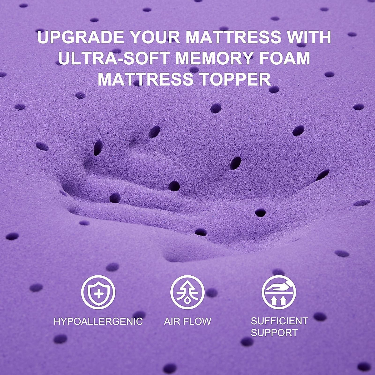 SINWEEK 3 Inch Gel Memory Foam Mattress Topper Ventilated Soft Pressure Relieve Mattress Pad, Breathable Bed Topper, CertiPUR-US Certified, Full Size