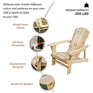 LOKATSE HOME Outdoor Natural Wood Adirondack Classic Chair for Patio