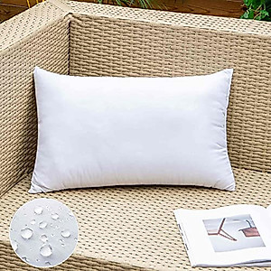 EMEMA 1 Piece Outdoor Pillow Inserts Waterproof Throw Pillow Premium Fluffy Decorative Cushion Rectangle Inner Soft for Patio Furniture Garden Sleeping Bed Couch Sofa Bedroom 12x20 Inch 30x50 cm