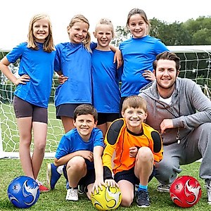 Shappy 3 Pack Soccer Ball with Pump Size 4 Size 5 Cool Official Size Soccer Ball Machine Stitched Outdoor Sport Football for Youth & Adult Soccer Players Game Training Practice (Size 4)