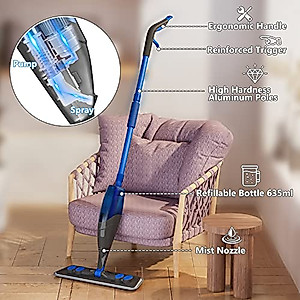 Spray Mops for Floor Cleaning- Floor Mop Microfiber Flat Mop Wet Dry Dust Mop with Refillable 635ML Bottle 4 Washable Pads Sprayer for Hardwood Floor Laminate Tiles Wood Ceramic Vinyl Home Kitchen