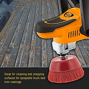 Dura-Gold 6" Abrasive Filament Nylon Bristle Cup Brush - Coarse Sanding Scuffing Brush, 5/8" 11 Thread, 1/4" Drill Arbor - Remove Rust, Corrosion, Paint - Surface Prepping for Truck Bed Liner Coatings