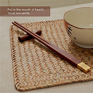 CHENWENTAO ''Fu'' chopsticks reusable gift solid wood suitable for making exquisite small gifts 5 pairs per box, reddish brown