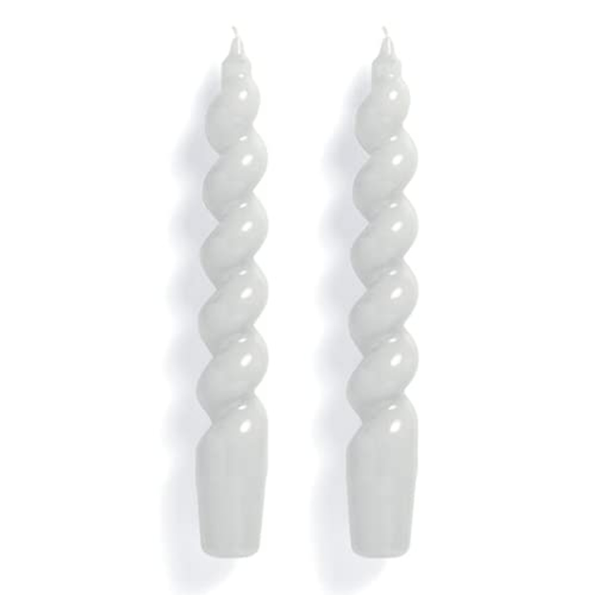 Handmade Spiral Taper Candle - 7.5 inches Twisted Candles Sticks Dripless Dinner Candle for Home Decoration Wedding Holiday Party & All Occasions, Set of 2 (White)