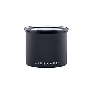 Planetary Design Airscape® Stainless Steel Coffee Canister | Food Storage Container | Patented Inner Plunger Lid REMOVES Excess Oxygen | Don't Buy airtight, Buy AIR-Less (Small, Matte Black)