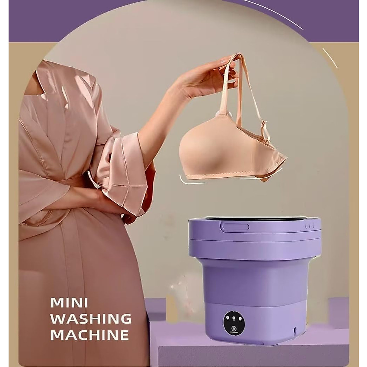 Portable Washing Machine with Disinfection and sterilization, Small Washing Machine Foldable for Underwear,Baby Clothes,or Small Items,Suitable for Apartments, Dormitories,Camping,Travel,Lavender