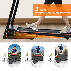 Treadmill, Home Folding Treadmill for Home Workout, 5" LCD Screen, Shock-Absorbent Running Deck, Device Holder - 265 LB Capacity (Steel)