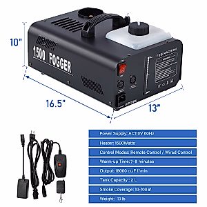 TCFUNDY 1500W Fog Machine 2PCS Vertical Smoke Machine Stage Fogger with Remote control for Halloween Wedding Disco Club Christmas Party DJ Performance