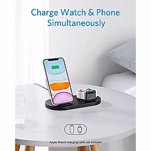 Anker Wireless Charging Station with QC Charger, PowerWave Sense 2-in-1 Stand with Watch Charging Holder for Apple Watch SE/6/5/4/3/2/1, iPhone SE 2020, 11, 11 Pro (Watch Charging Cable Not Included)