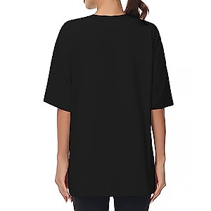 THE GYM PEOPLE Women's Casual Oversized T-Shirts Summer Crewneck Short Sleeve Workout Basic Tee Tops Black