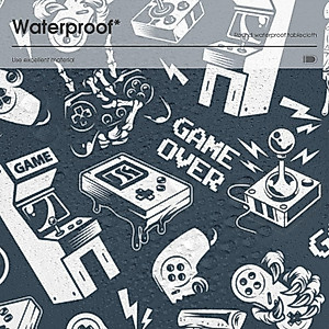 Abstract Watercolor Video Games Waterproof Washable Tablecloths Retro Gamepad Themes Video Game for Dining Table Buffet Parties and Camping 36x36in