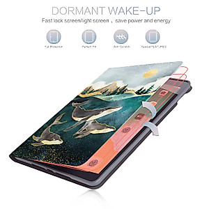 iPad 9Th Generation Case,iPad Case 9Th Generation,iPad 7Th Generation Case,iPad 8Th Generation Case 10.2 Multi-Angle Viewing Adjustable Stand Auto Wake/Sleep Whales Swimming in The Deep Sea Mountain