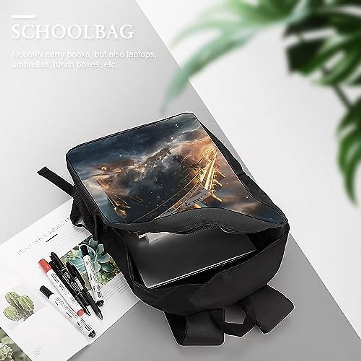 Titanic Cruise Ship Boat 17 Inch Backpack Travel Laptop Dayback Shoulder Back Pack for Men Women