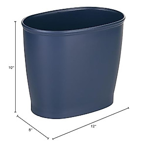 iDesign Kent Plastic Oval Wastebasket, Trash Can for Bathroom, Kitchen, Office, Bedroom, 12" x 8" x 10" - Navy Blue