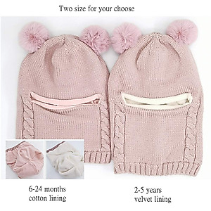 Baby Girls Boys Winter Hat Scarf Earflap Hood Scarves Toddler Kids (Pink-1, 2-5T)