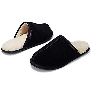 Alpine Swiss Mens Genuine Suede Memory Foam Scuff Slippers BLK 10