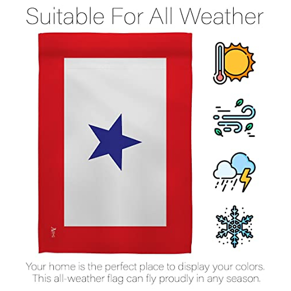 Blue Star Service Garden Flag - Set with Stand Armed Forces Military All Branches Support Honor United State American Veteran Official - House Banner Small Yard Gift Double-Sided 13 X 18.5