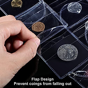 50 Pcs Single Pocket Coin Sleeves Collectors Individual Clear Plastic Sleeves Holders Small Coin Holders Plastic Coin Pouch Single Coin Protector for Coins Jewelry and Small Items Storage (2.2 Inches)