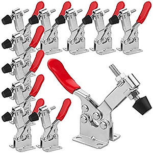 AConnet Adjustable Toggle Clamp 12 Pack 201-B Style Quick Release Toggle Latch Hold Down Clamp Antiskid Red Horizontal Clamp 360Lbs Holding Capacity Quick Release Woodworking Tool