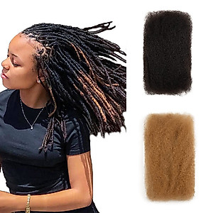 FASHION IDOL Afro Kinkys Bulk Human Hair for Dreadlock Extensions Loc Repair Braiding Twist Tight Afro Kinky Human Hair for Locs 1 Pack 50 Gram 1.8 Oz Natural Black