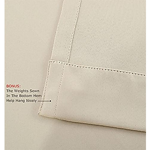 MIUCO Room Darkening Grommet Blackout Window Curtains for Living Room Curtains Panels Set of 2 52x63 Inch Begie, 2 Tie Backs Included