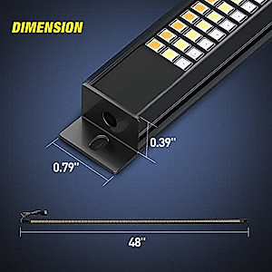 Nilight Truck Tailgate Light Strip 48" Aluminum Frame Triple Row 780 LED Strip with Red Running Brake Lights White Reverse Amber Sequential Turn Signals Strobe Lights，2 Years Warranty