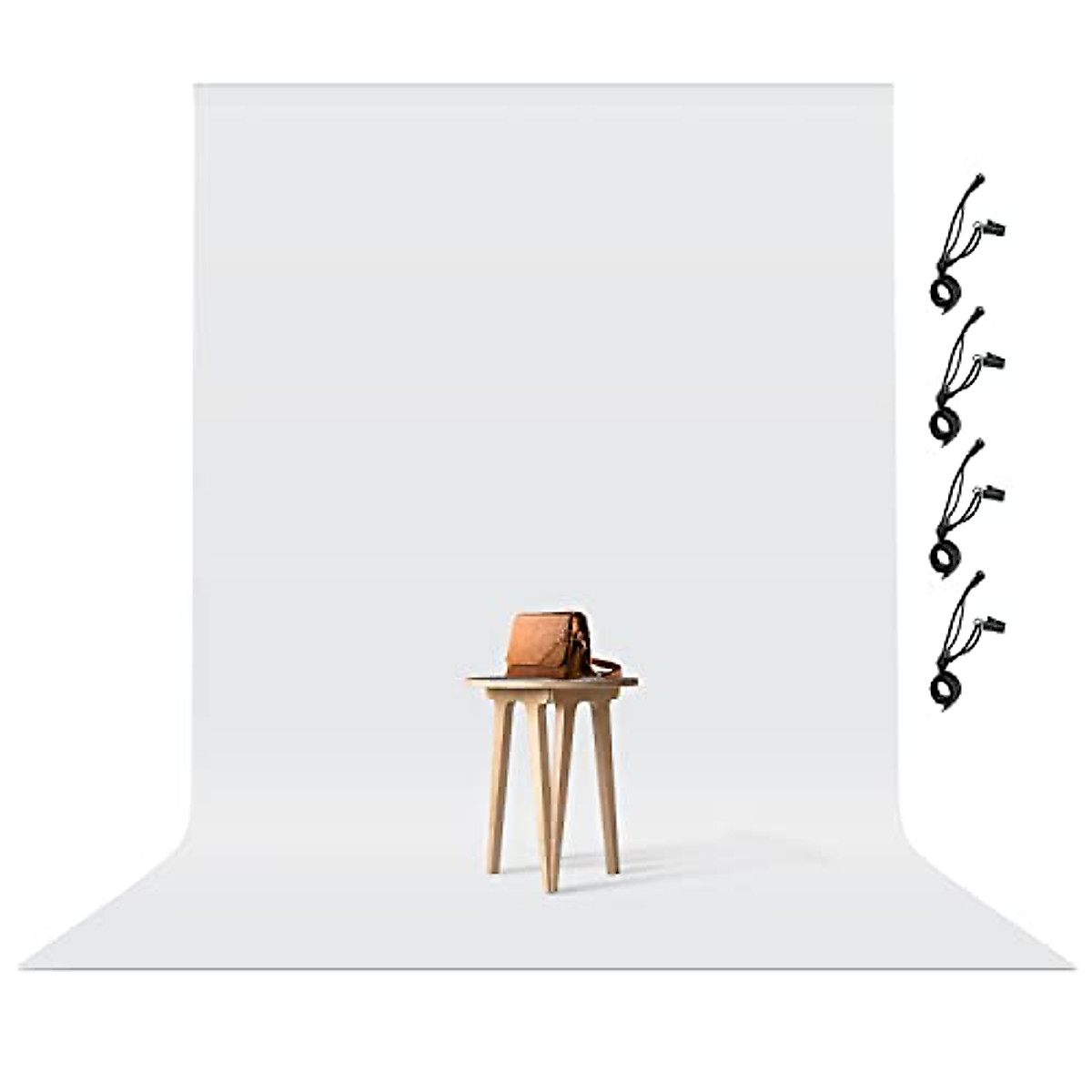 Julius Studio 6 x 9 ft. (72 x 108 inch) Pure White Backdrop Screen, 100% Pure Seamless Background, High Density 150 GSM Fabric with Elastic String Clips for Photo Video Streaming Studio, JSAG103