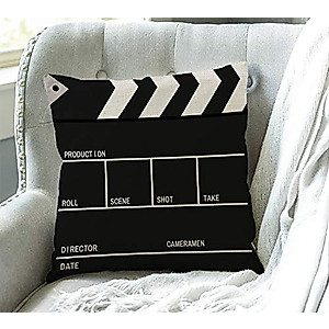 Swono Throw Pillow Case Movie Lapper Board Cotton Linen Square Cushion Cover Standard Pillowcase for Men Women Home Decorative Sofa Armchair Bedroom Livingroom 18 x 18 inch