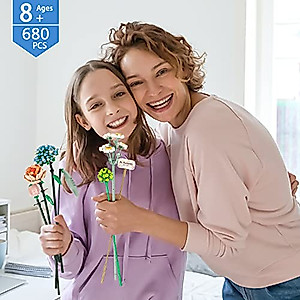 PinkBee Flower Bouquet 2021, Mini Rose Building Block Sets Valentines Mothers Day Love Romantic Gifts Creative Home Decor Toys Kits for Her Girlfriends Couples Wife Women Adults Kids 8+ 8-12 (680 PCS)
