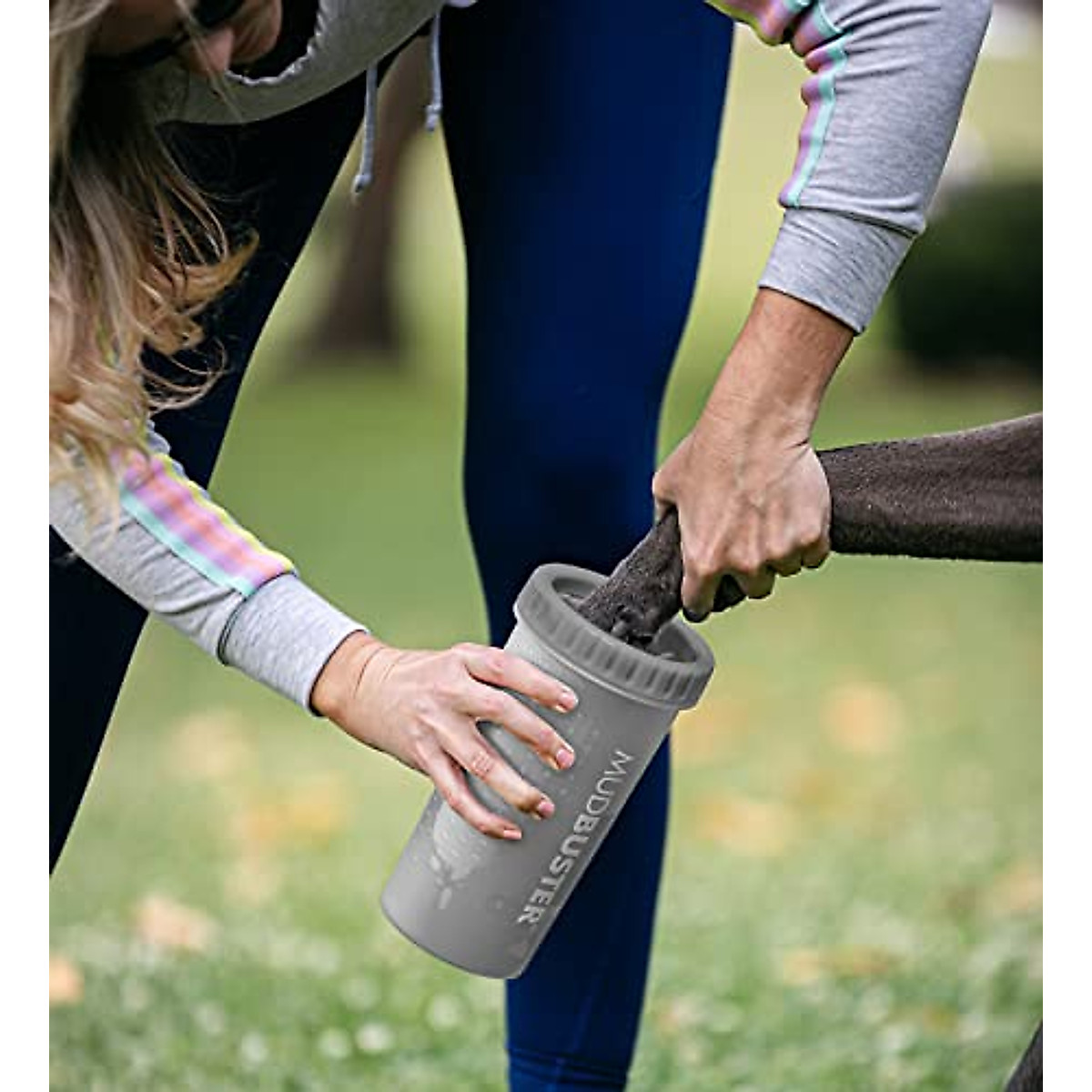 Dexas MudBuster Portable Dog Paw Washer/Paw Cleaner, Large, Light Gray