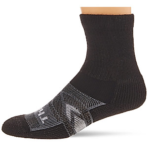 Thorlos Unisex Adult's 12 Hour Shift Thick Padded Crew Work Socks, Black/Grey Large