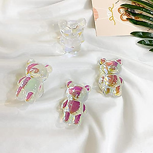 yxsian69g Mobile Phone Grip Holder Easy Installation Multi-Purpose Adorable 3D Laser Bear Phone Holder Mobile Grip Bracket Multicolor