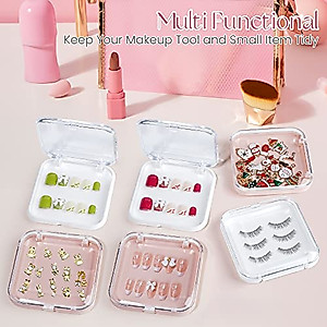 ISKYBOB 12 Packs Press On Nails Storage Boxes, Fake Nails Packing Cases with Tape White Nail Display Box for Home DIY, Nail Salon (3.3 x 3.3in)