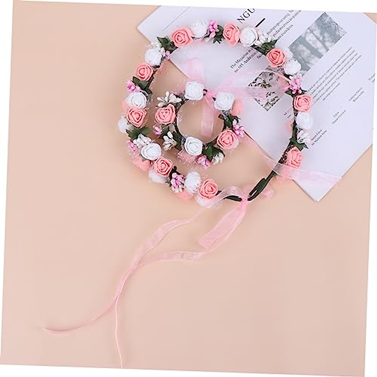 FOMIYES 2pcs Hair Tie Bracelet Bride Headpieces for Wedding Corsage Wristlet Band Flower Garland Flower Wristband Floral Headdress Hair Accessories Headband Headgear Hair Ring The Flowers