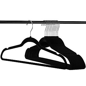 Velvet Hangers - Premium Velvet Hanger Non-Slip - 360° Degree rotatable Hook - Space Saving Clothes Hanger (Black, 30)