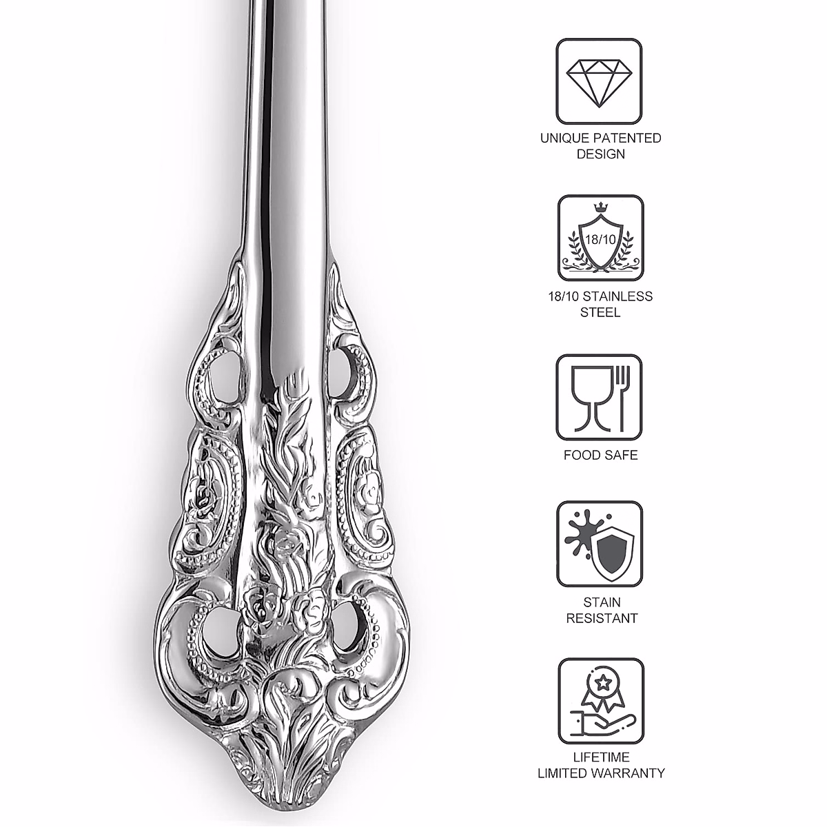 KEAWELL Luxury Dinner Spoon, Set of 4, 18/10 Stainless Steel Tablespoons, Silverware Spoon Set, Mirror Polished, 7.8 Inches (Silver)