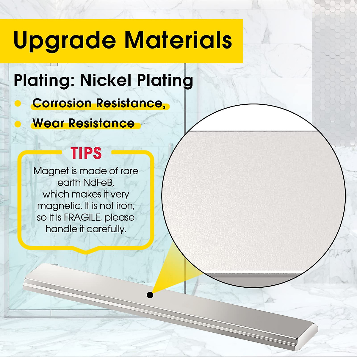 Shower Door Magnet - 2-1/2" Replacement Magnets for Sliding and Swing Shower Doors, Suitable for Glass Doors