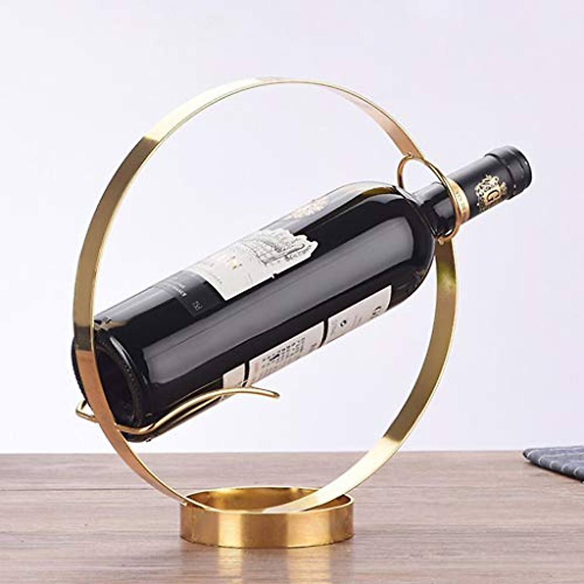 ZHIQ Single Bottle Countertop Wine Holder, Free Standing Metal Wine Rack, Wine Bottle Storage Holder, Display Shelf for Tabletop, Silver/Gold/Bronze