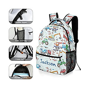 Eiis Construction Tractor Excavator Personalized School Backpack for Kid-Boy /Girl Primary Daypack Travel Bookbag, One Size, P22889