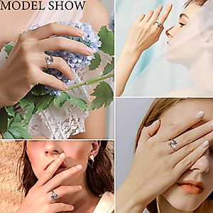 Taurus Zodiac Sign Adjustable Ring Mystic Rainbow Stacking Ring for Women White Gold Over 925 Sterling Silver Constellation Birth Month Ring Jewelry for Birthday Mothers Day Gift for Mom FR036J