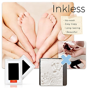 KOIKEY Baby Handprint Footprint Keepsake Gifts - Ultrasound and Newborn Picture White Nursery Decor Wood Frame Kit with No-Clean Print Pad for Baby Shower or New Parents Gift