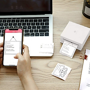 Phomemo M02 Pocket Printer- Mini Bluetooth Thermal Printer with 3 Rolls White Sticker Paper, Compatible with iOS + Android for Learning Assistance, Study Notes, Journal, Fun, Work，White