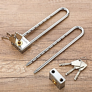 Photect 2 Pack Long Shackle Padlock with Key 2 Inch Solid Brass Removable Adjustable Length Silver Shackle for Gates, Cabinets, Safe Boxes, Bike Lock