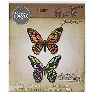 Sizzix 661182 Detailed Butterflies Thinlits Die Set by Tim Holtz (4/Pack)