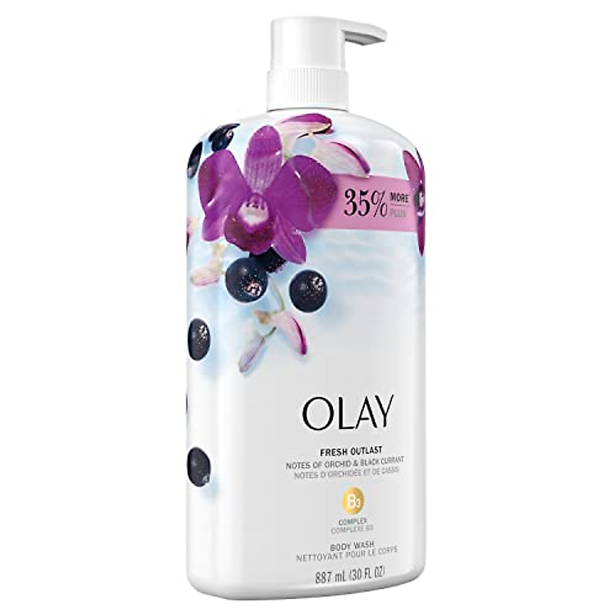 Olay Fresh Outlast Body Wash, Orchid & Black Currant, 30 fl oz (Pack of 4)