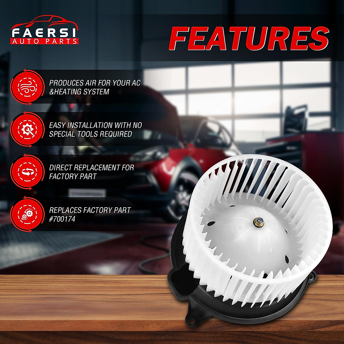 FAERSI HVAC Plastic Heater Front Blower Motor with Fan Cage Compatible with 2004-2010 Infiniti QX56, 2005-2015 Nissan Armada, 2004-2008 Nissan Titan, 2004 Nissan Pathfinder Replaces 700174 27226ZH00A